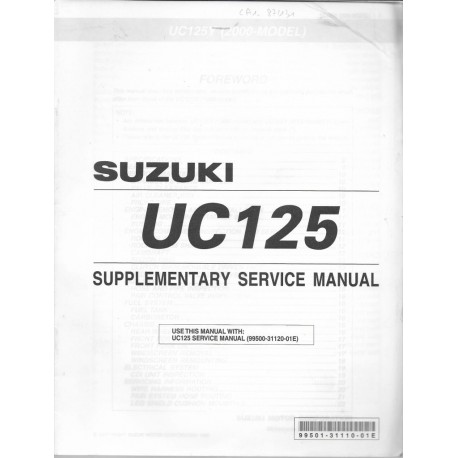 SUZUKI UC 125 X modèle 1999 (manuel atelier 12 / 1998)