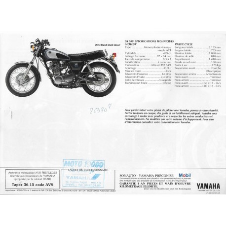YAMAHA SR 500 (Prospectus de 1992)