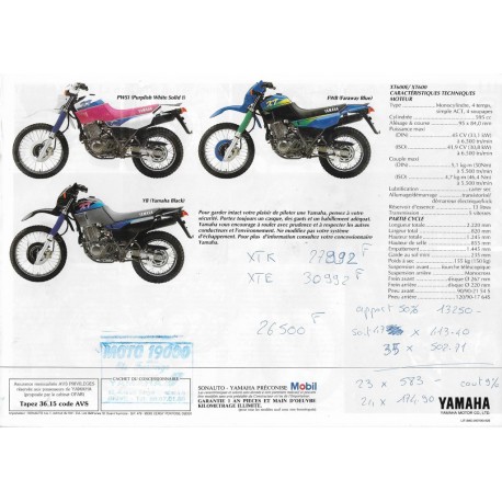 YAMAHA XT 600 / XT 600 E Prospectus de 1992
